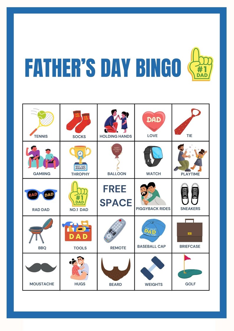 Printable Father's Day Bingo, 20 Bingo Cards, Father's Day Activity ...