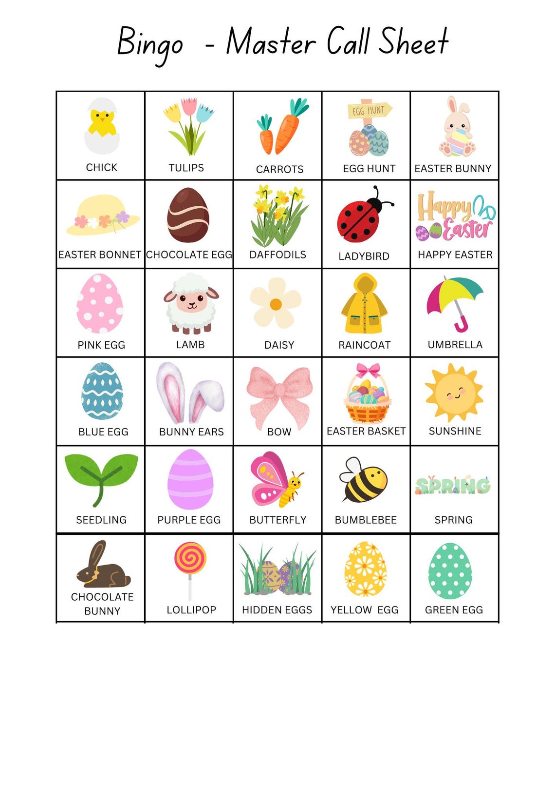 Easter Bingo Game for Kids | 20 Bingo Cards | Spring Bingo Game ...