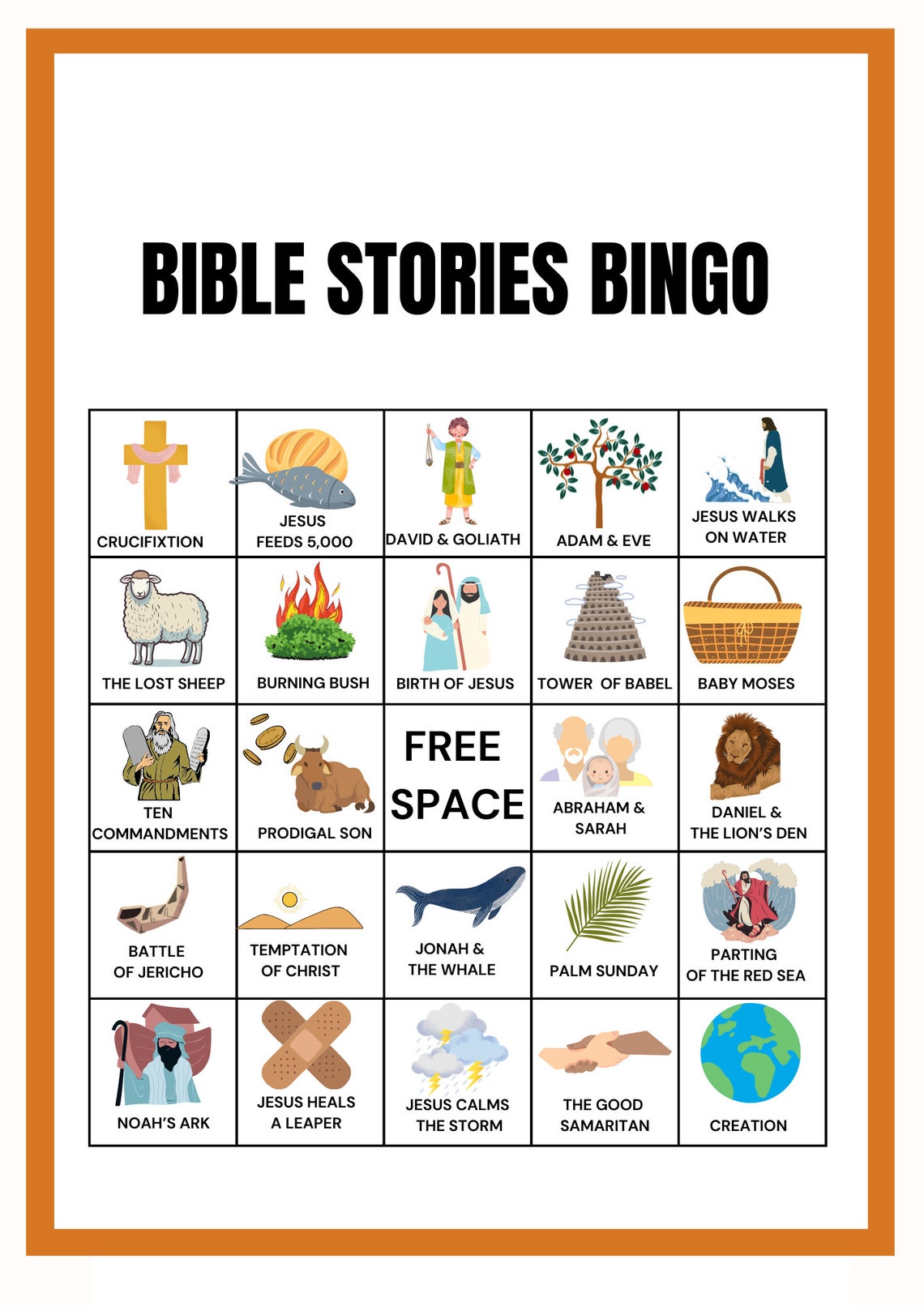 Bible Stories Bingo Game: 20 Printable Cards (PDF) - Etsy