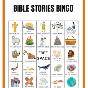 Bible Stories Bingo Game: 20 Printable Cards (PDF) - Etsy