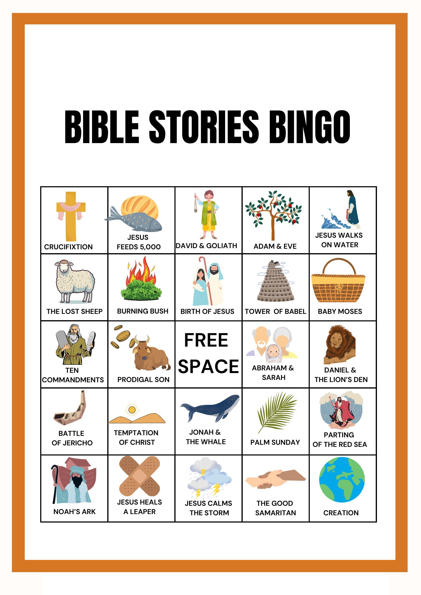 Bible Bingo, Bible Stories Bingo, 20 Bible Bingo Cards, Bible Activity ...