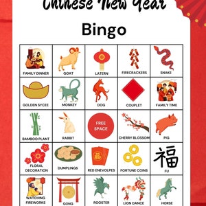 Chinese New Year 2025 Bingo, 20 Lunar New Year Bingo Cards, Party Game ...