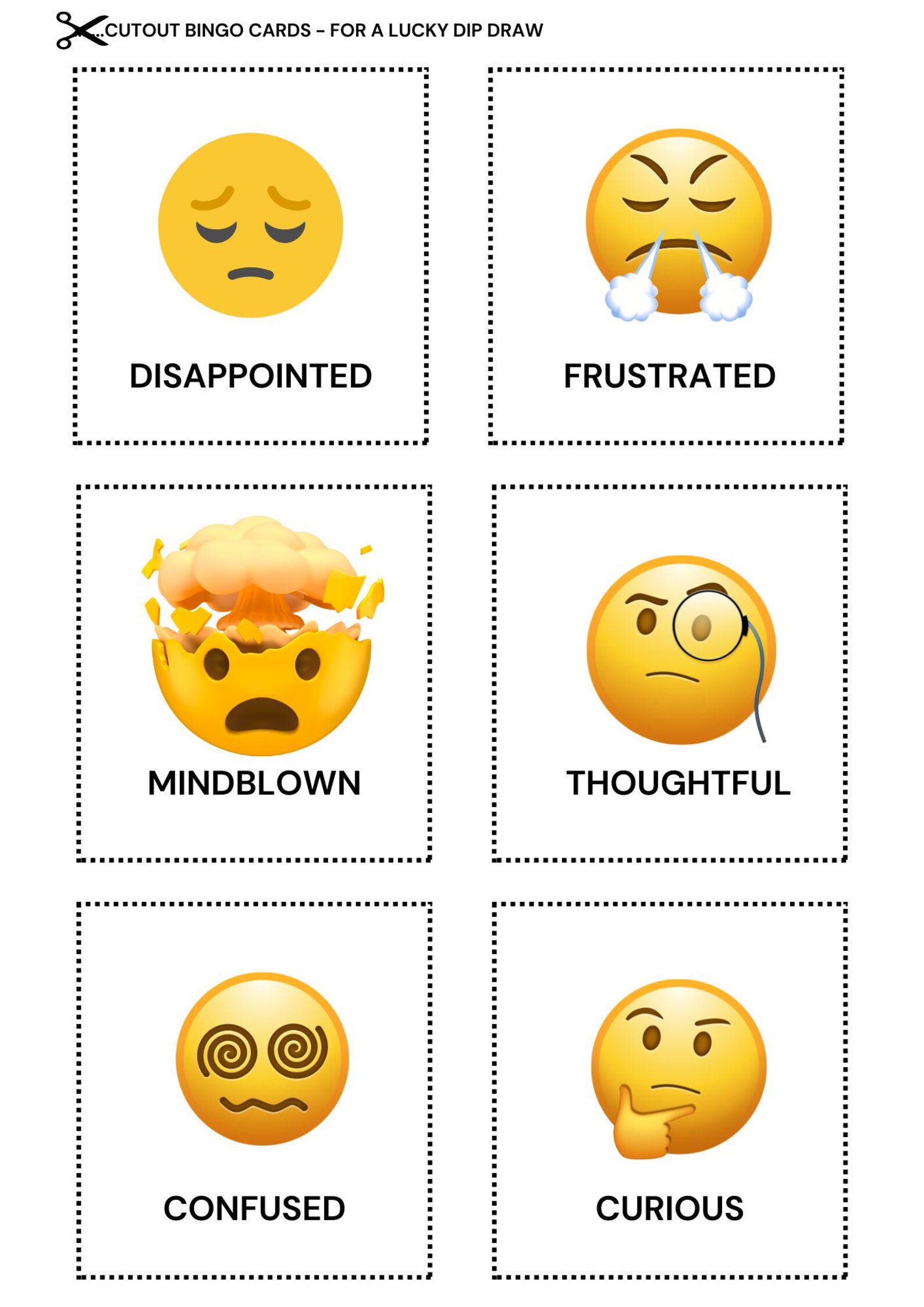 Emotions Bingo Game: Emoji Learning, Kids Party Activity (PDF Download ...