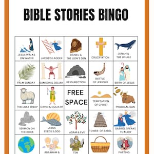 Bible Stories Bingo Game: 20 Printable Cards (PDF) - Etsy