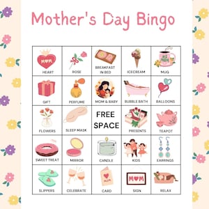 Printable Mother's Day Bingo, 20 Mother's Day Bingo Cards, Mother's Day ...