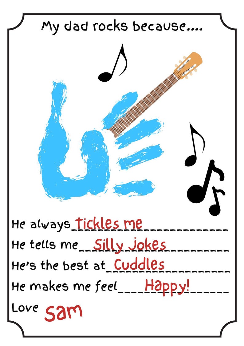 6 Father's Day Printable Keepsake, Kids Father's Day Gift, Art Bundle ...