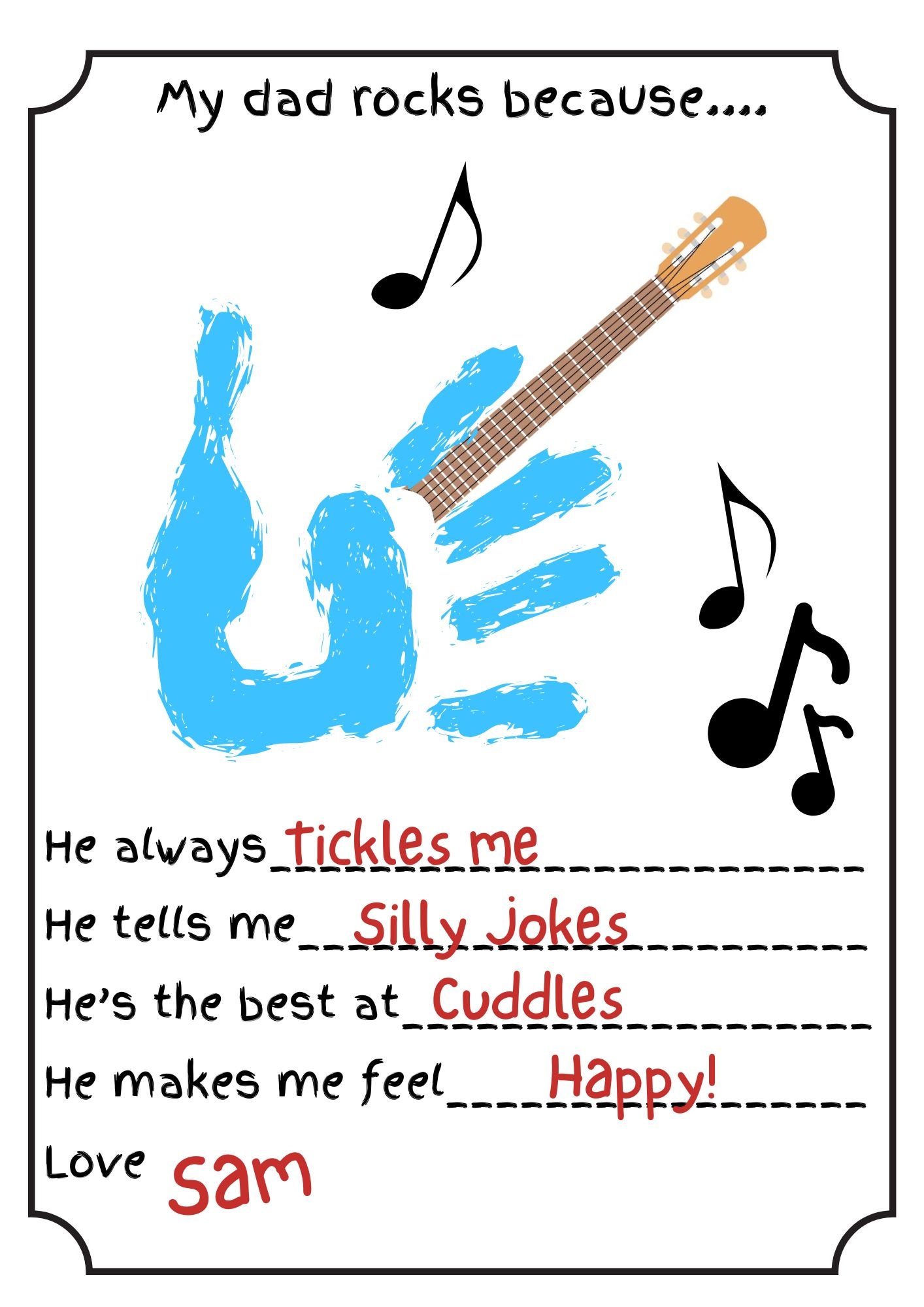 6 Father's Day Printable Keepsake, Kids Father's Day Gift, Art Bundle ...