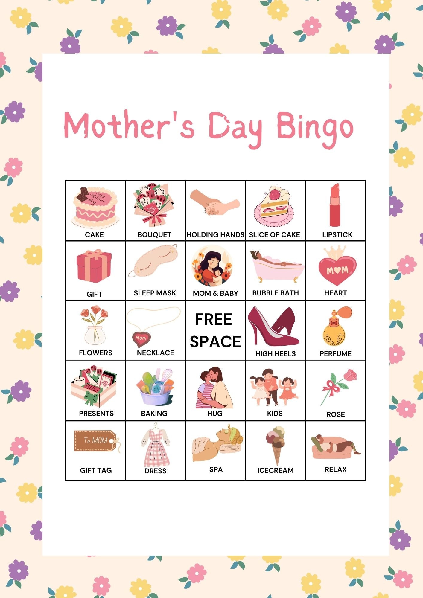 Printable Mother's Day Bingo, 20 Mother's Day Bingo Cards, Mother's Day ...