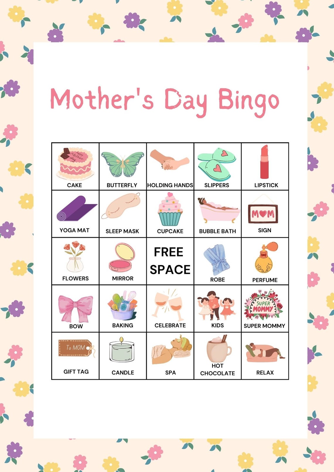 Printable Mother's Day Bingo, 20 Mother's Day Bingo Cards, Mother's Day ...