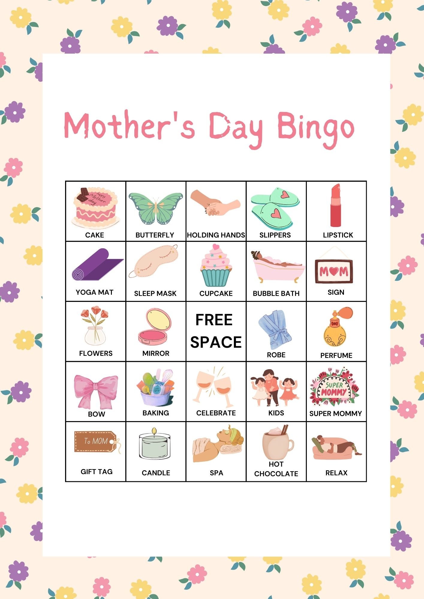 Printable Mother's Day Bingo, 20 Mother's Day Bingo Cards, Mother's Day ...