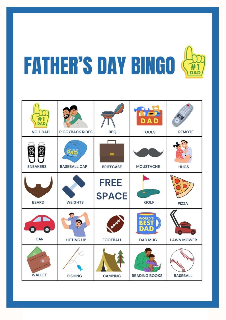 Printable Father's Day Bingo, 20 Bingo Cards, Father's Day Activity ...