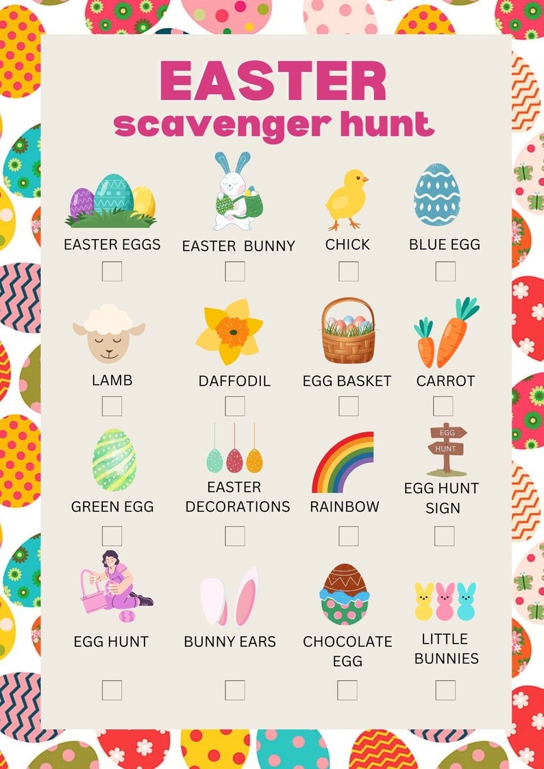 Kids Easter Scavenger Hunt Game | Printable Download | Classroom Party ...