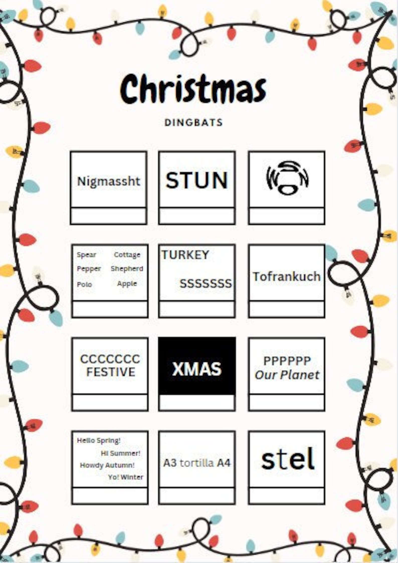 Christmas Dingbat Puzzle | Fun Picture Quiz (digital Download) - Etsy