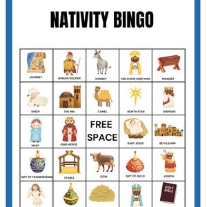 Nativity Bingo, Nativity Story, Christmas Story Bingo, Bible Bingo ...