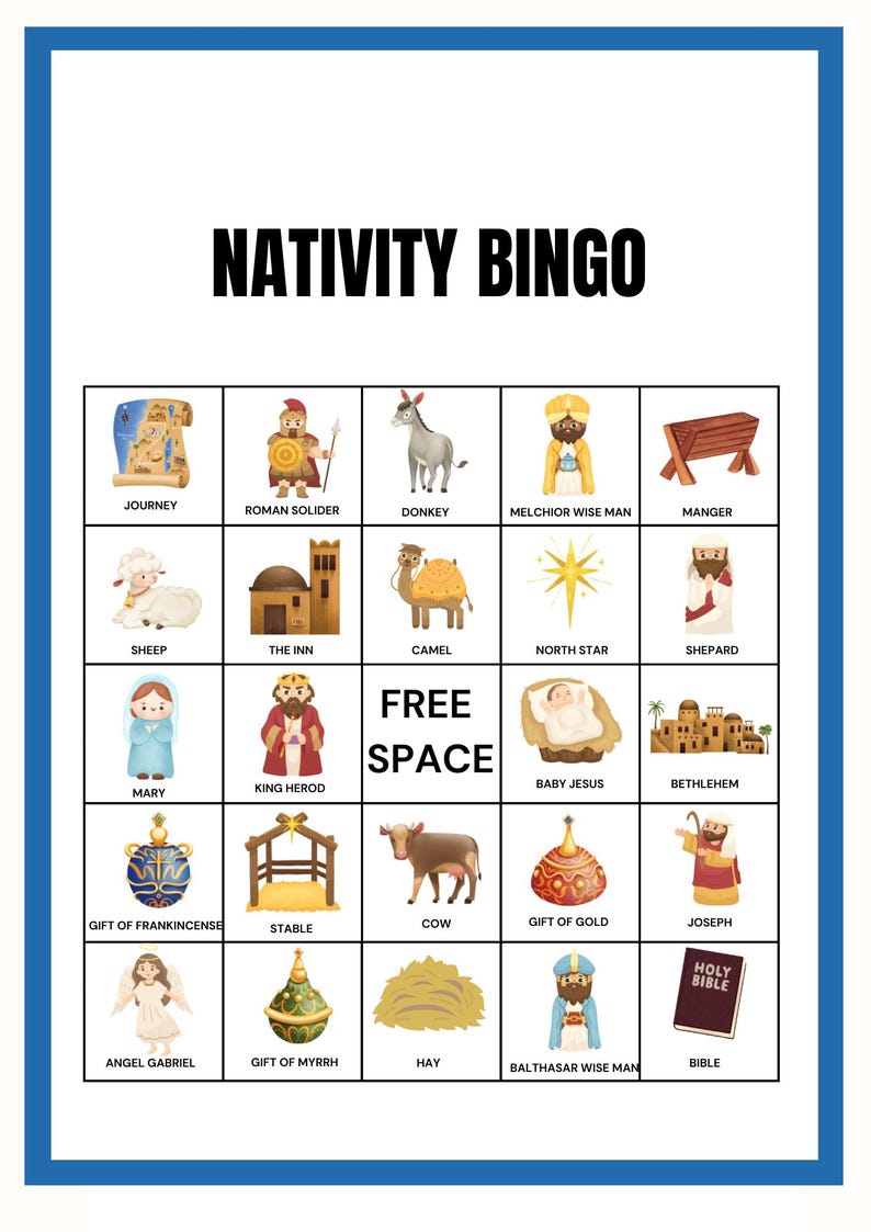 Nativity Bingo, Nativity Story, Christmas Story Bingo, Bible Bingo ...