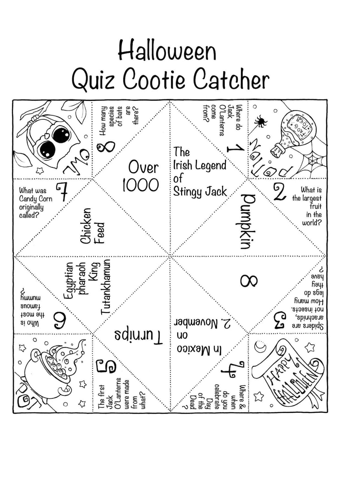 Halloween Cootie Catcher | Halloween Quiz Cootie Catcher | Halloween ...