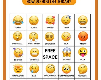 Emotion Bingo Cards: Printable Bingo Cards, 50 Cards, Kids Game ...