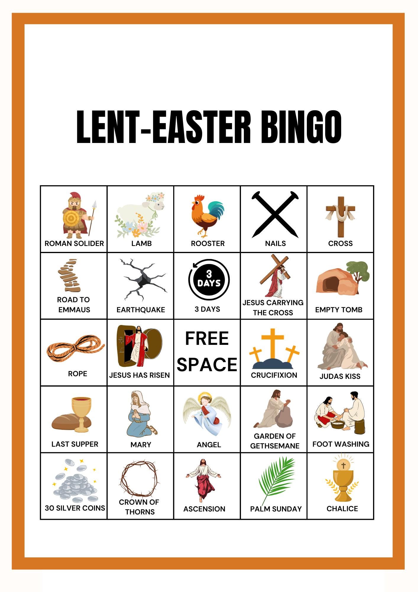 Lent Bingo, Easter Bingo, Bible Bingo, 20 Bible Bingo, Ash Wednesday ...