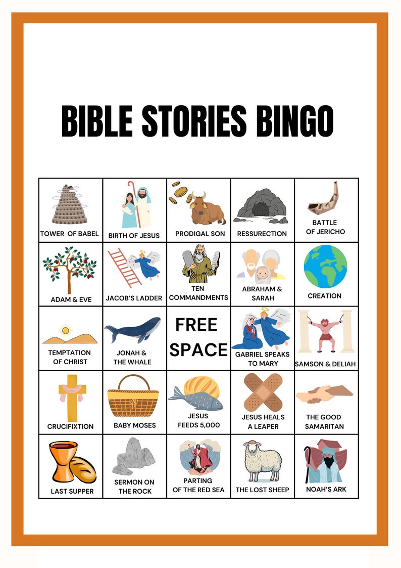 Bible Stories Bingo Game: 20 Printable Cards (PDF) - Etsy