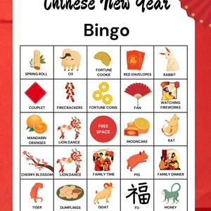 Chinese New Year 2025 Bingo, 20 Lunar New Year Bingo Cards, Party Game ...