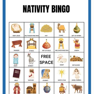 Nativity Bingo, Nativity Story, Christmas Story Bingo, Bible Bingo ...
