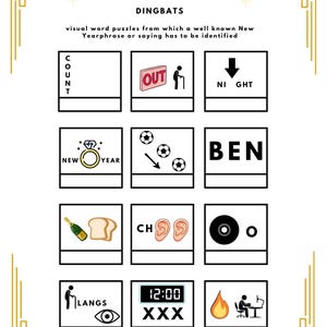 New Years Eve Dingbat Puzzle | Fun Picture Quiz (digital Download ...