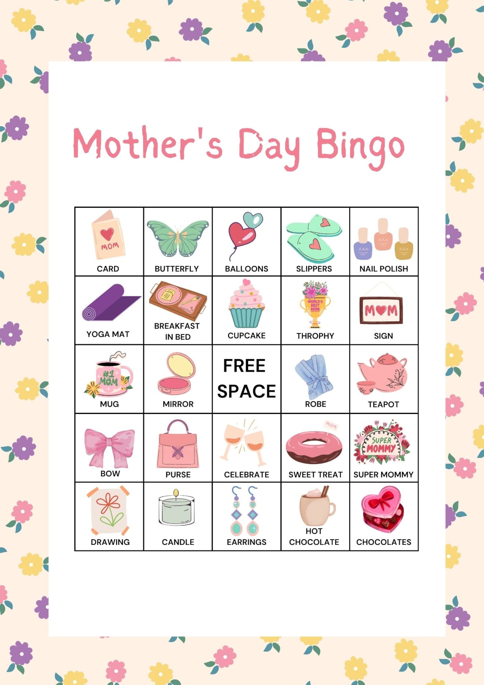 Printable Mother's Day Bingo, 20 Mother's Day Bingo Cards, Mother's Day ...