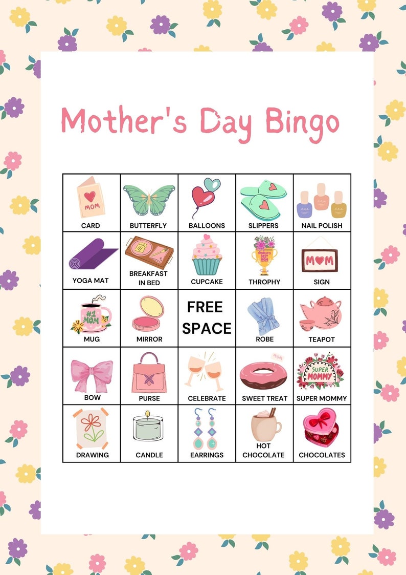 Printable Mother's Day Bingo, 20 Mother's Day Bingo Cards, Mother's Day ...