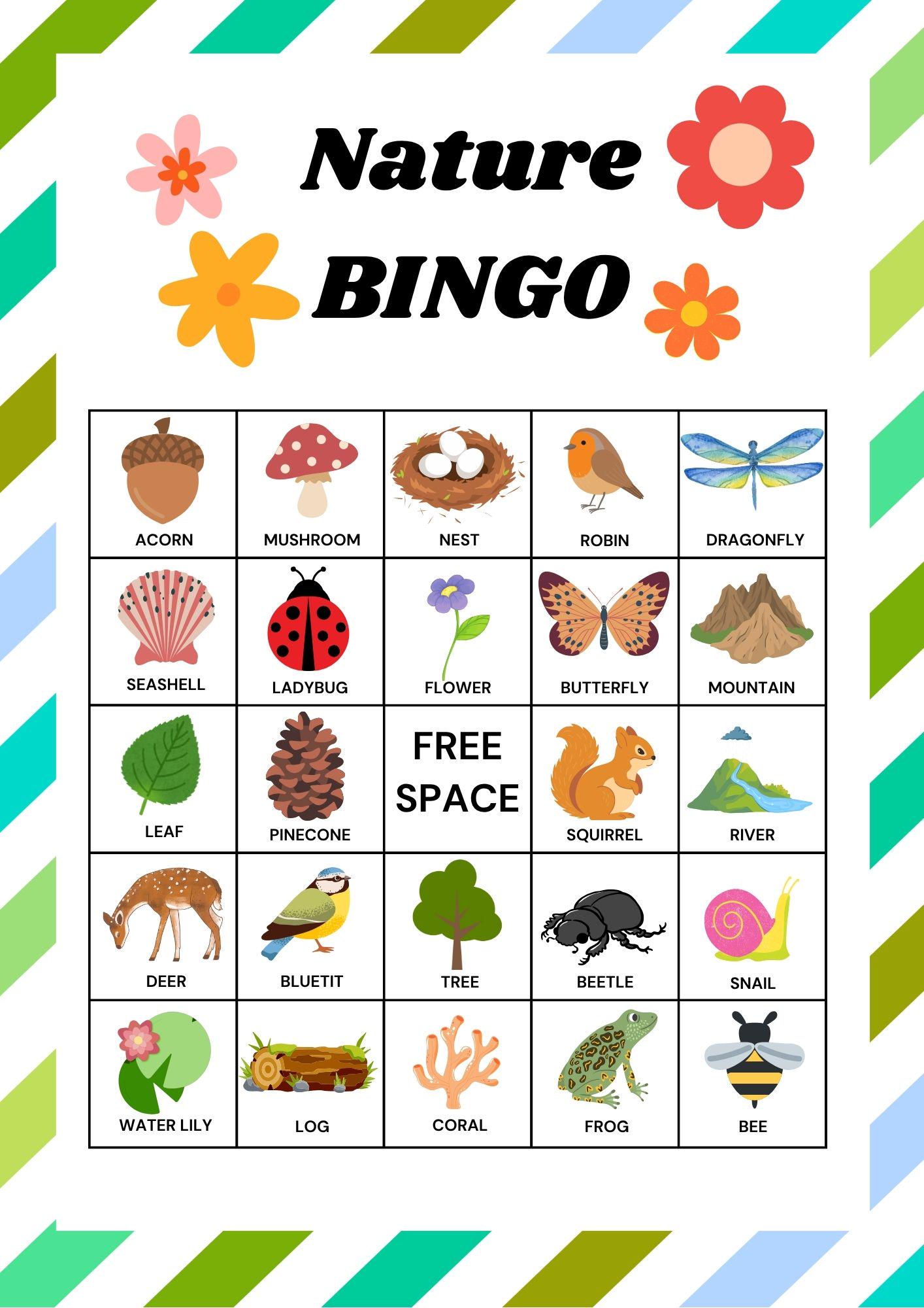 Nature Bingo Game: Outdoor Scavenger Hunt, 20 Printable Cards (PDF ...