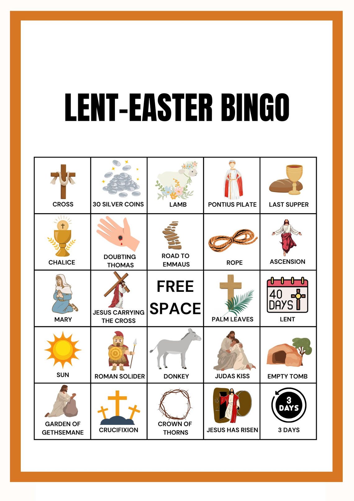 Lent Bingo, Easter Bingo, Bible Bingo, 20 Bible Bingo, Ash Wednesday ...