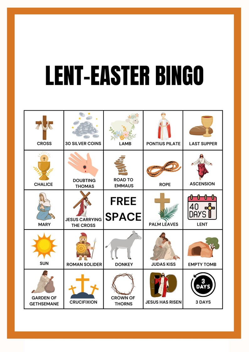 Lent Bingo, Easter Bingo, Bible Bingo, 20 Bible Bingo, Ash Wednesday ...
