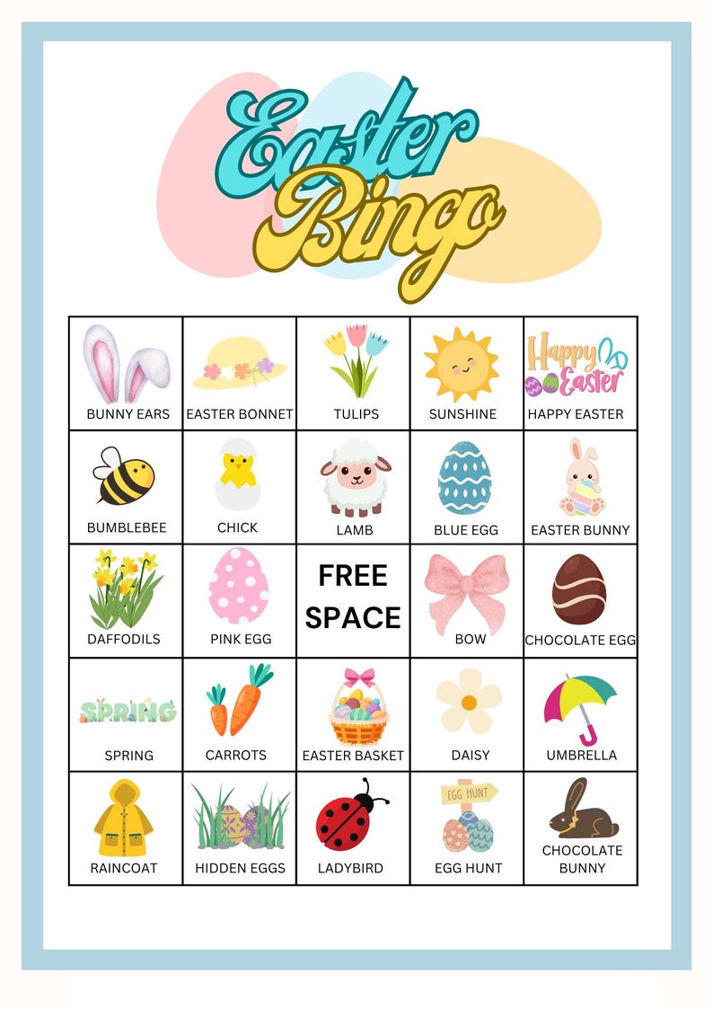 Easter Bingo Game for Kids | 20 Bingo Cards | Spring Bingo Game ...