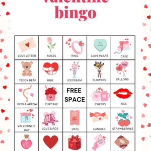 Valentine's Day Bingo Game: 20 Printable Cards (classroom) for Kids - Etsy