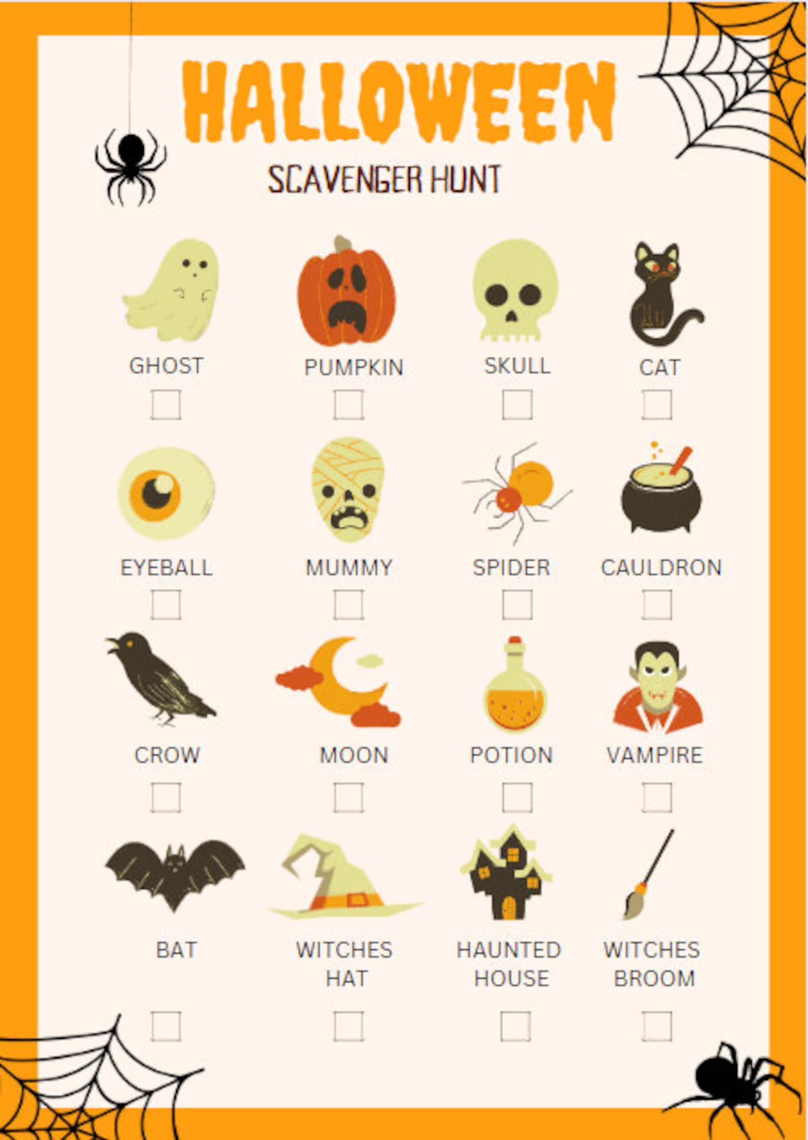 Halloween Scavenger Hunt | Kids Classroom Party Game (printable ...