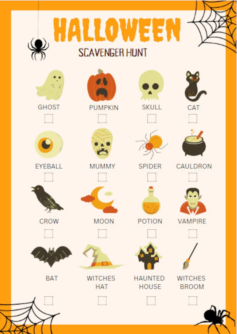 Halloween Scavenger Hunt | Kids Classroom Party Game (printable ...
