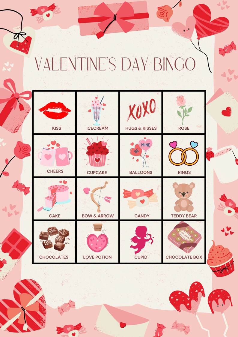 Valentine's Day Bingo Game for Kids: Instant Digital Download ...