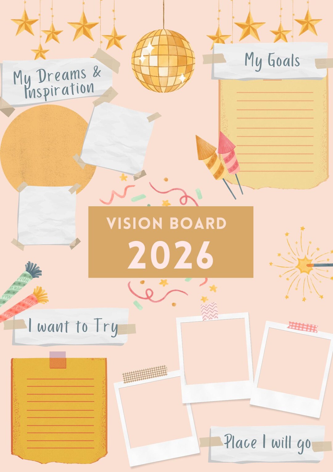 2026 Vision Board Template: New Year's Resolution, Goal Planner ...