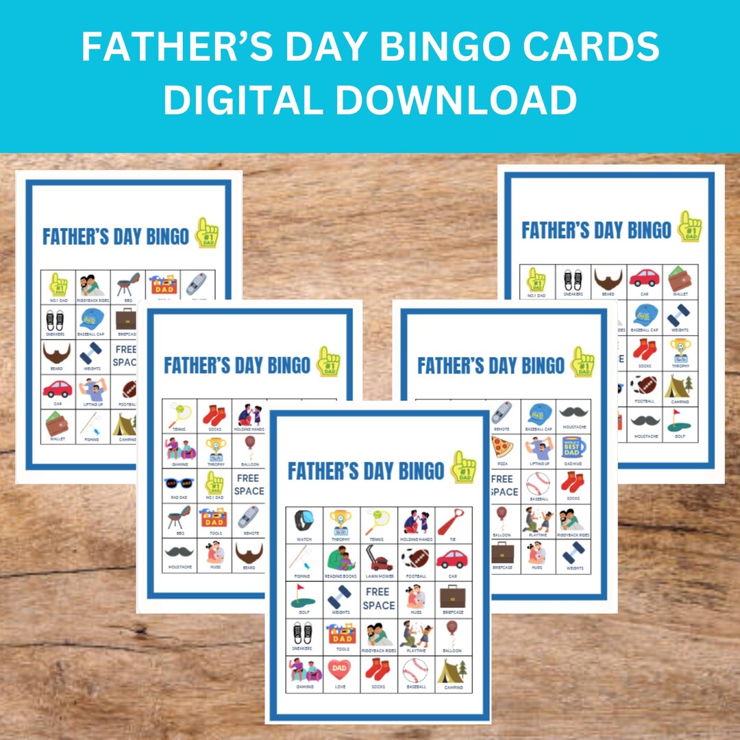 Printable Father's Day Bingo, 20 Bingo Cards, Father's Day Activity ...