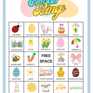 Easter Bingo Game for Kids | 20 Bingo Cards | Spring Bingo Game ...