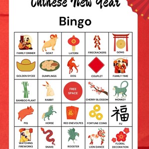 Chinese New Year 2025 Bingo, 20 Lunar New Year Bingo Cards, Party Game ...