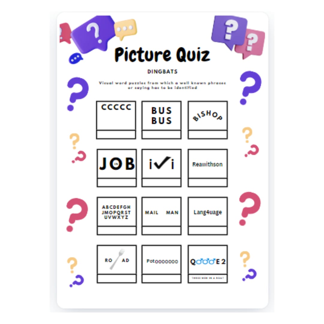 Printable Dingbat Puzzle Game: Picture Quiz, Brain Teaser (digital ...