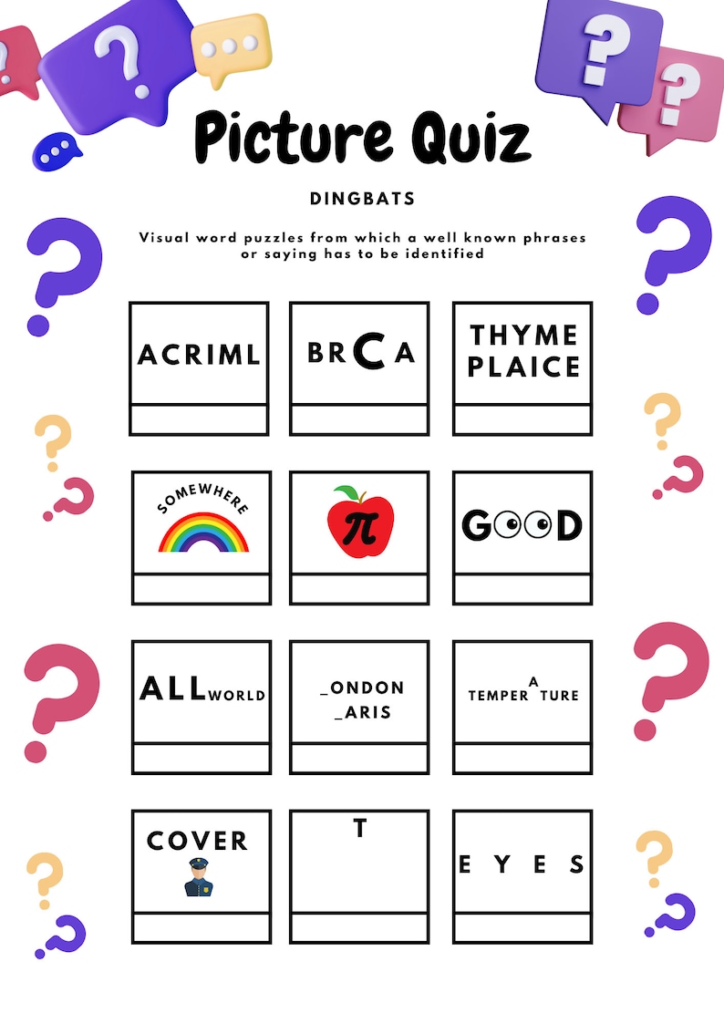 Printable Dingbat Picture Puzzle Games | Game for Kids & Adults ...