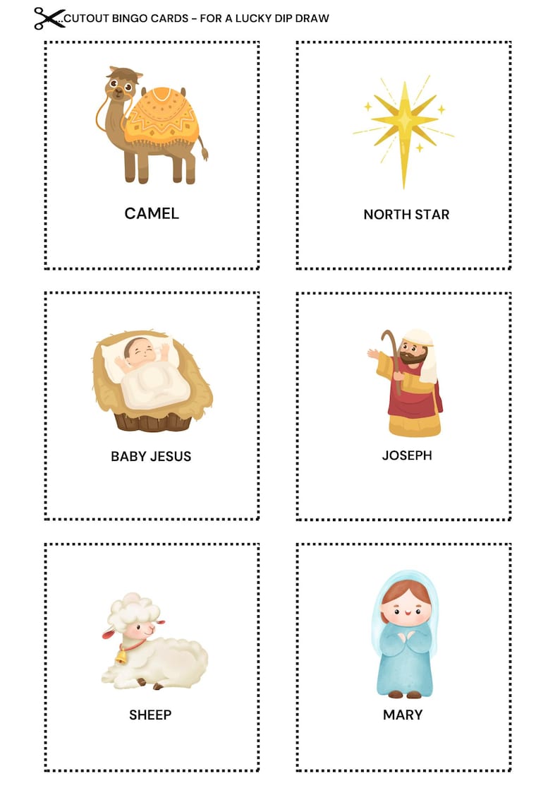 Nativity Bingo, Nativity Story, Christmas Story Bingo, Bible Bingo ...