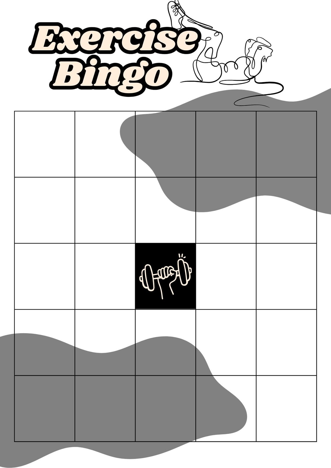 Exercise Bingo Game - PRINTABLE Fitness Journal Page - Workout Tracker ...