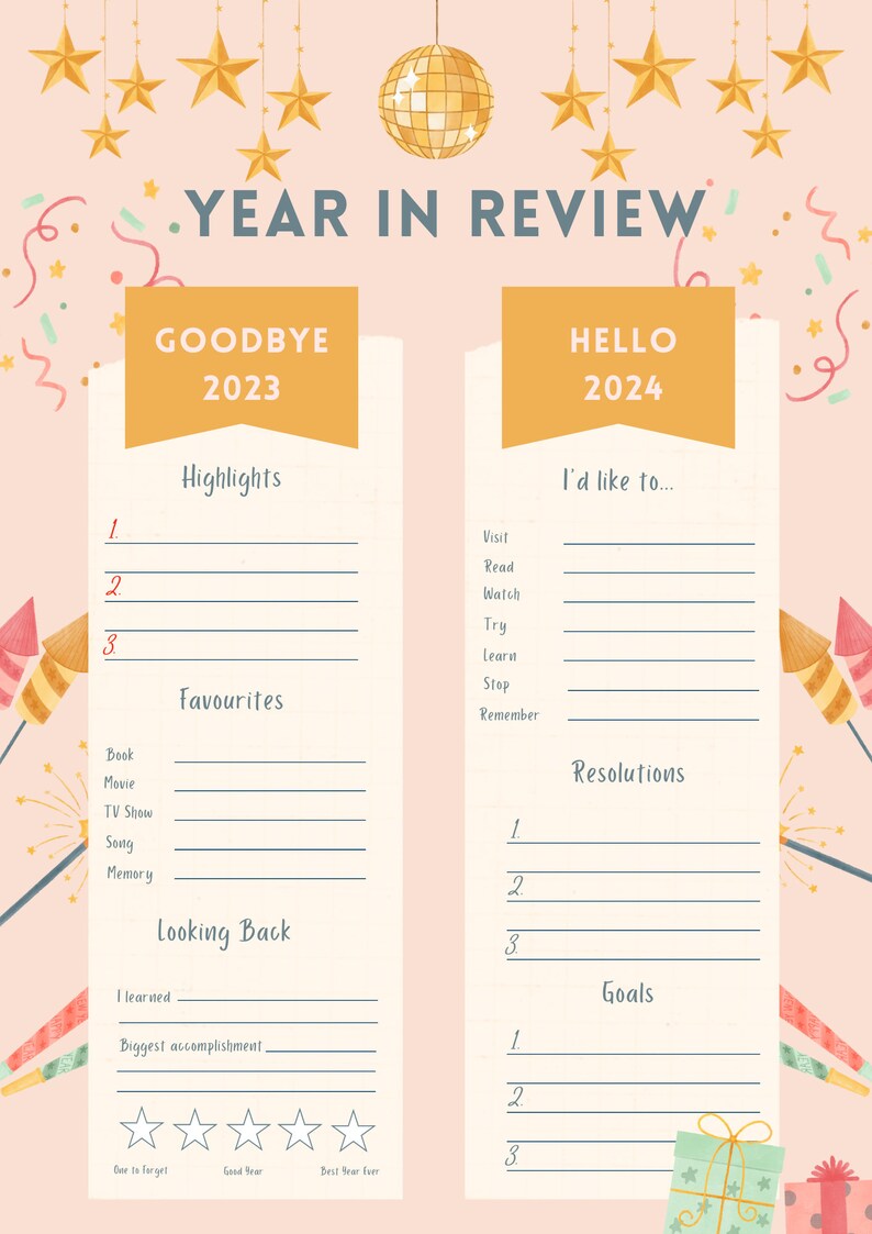 2024 New Year's Resolution Template Bundle 2023 Year in - Etsy
