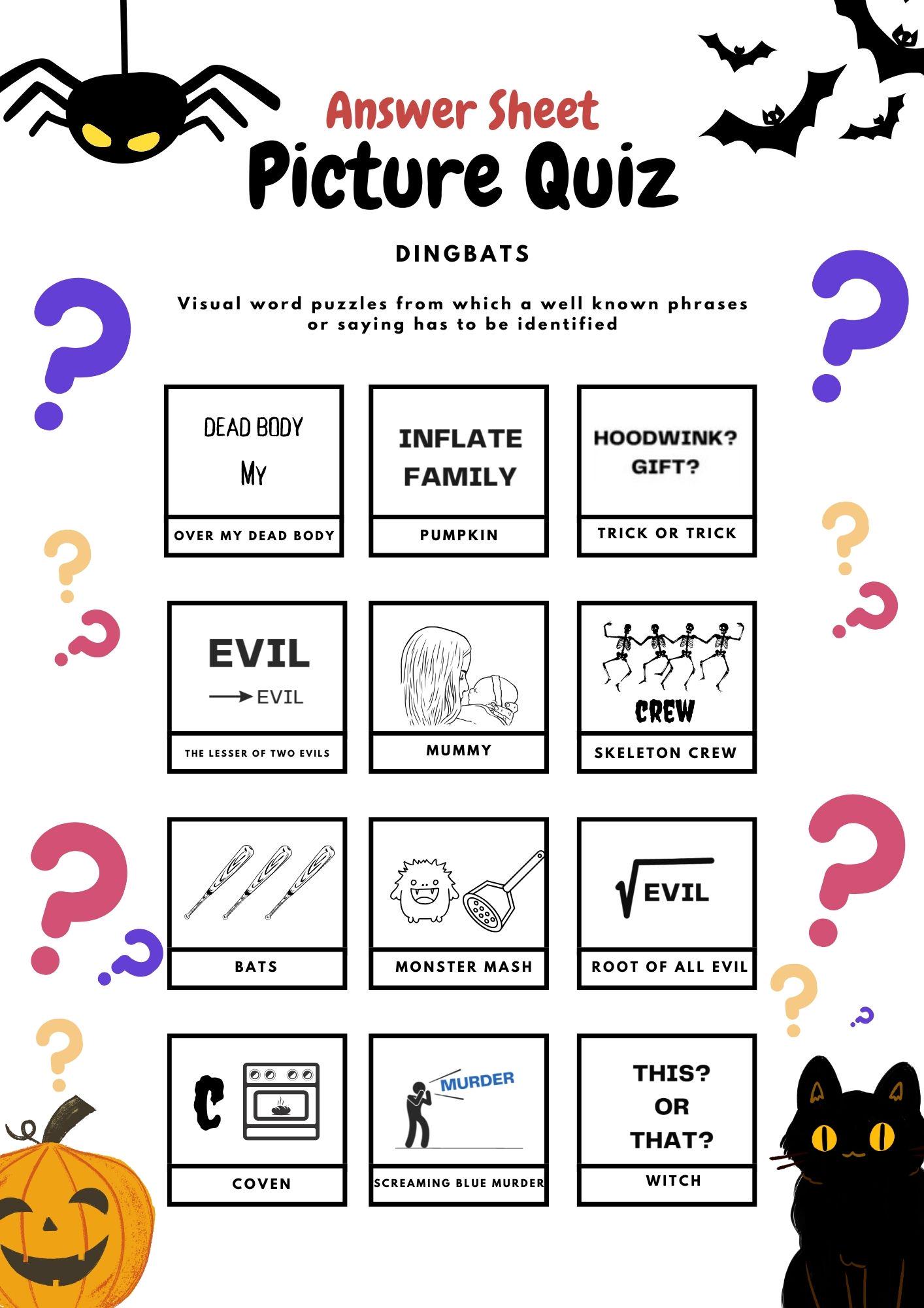 Halloween Printable Dingbats Picture Puzzle Games | Game for Kids ...