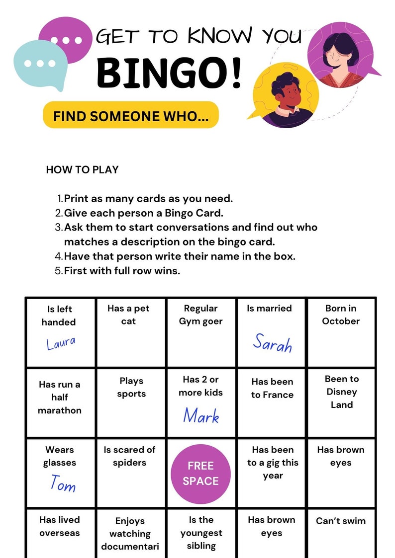 Icebreaker Bingo Cards: 'find Someone Who' Game (printable) - Etsy