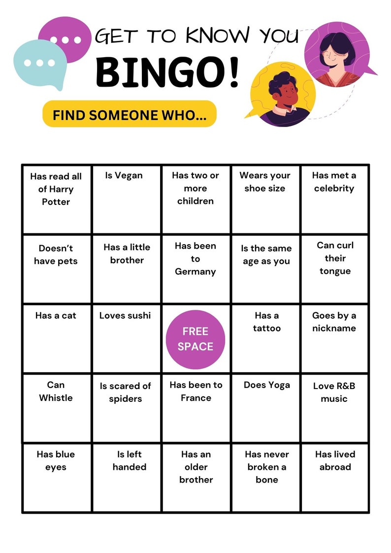 Icebreaker Bingo Cards: 'find Someone Who' Game (printable) - Etsy Canada