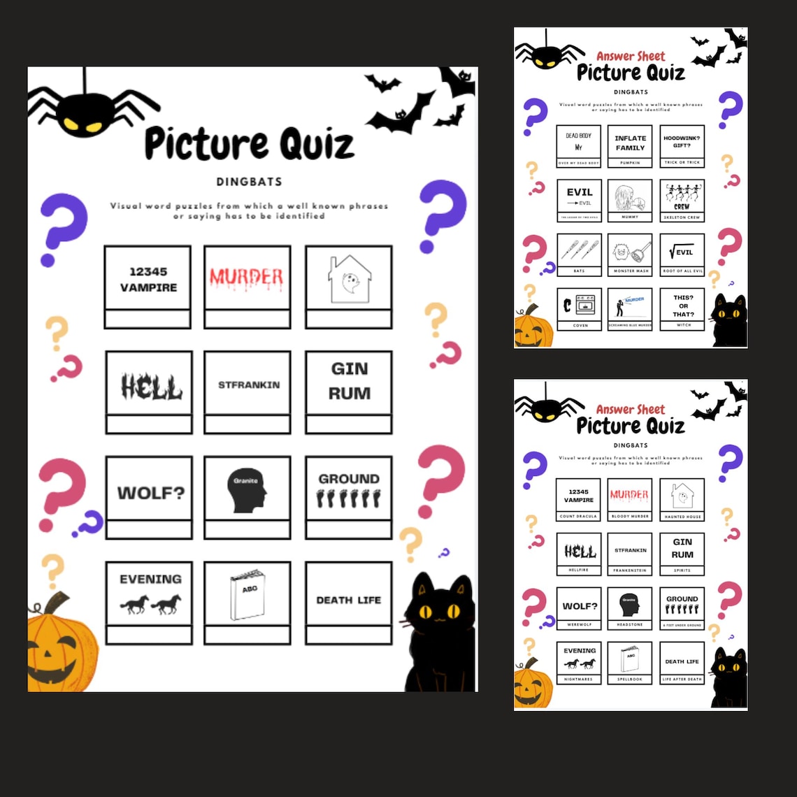Halloween Printable Dingbats Picture Puzzle Games | Game for Kids ...