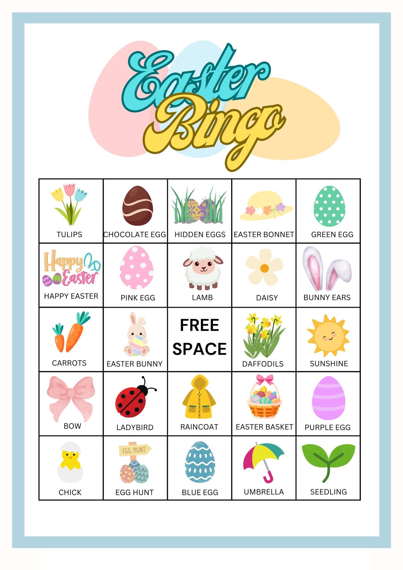 Easter Bingo Game for Kids | 20 Bingo Cards | Spring Bingo Game ...